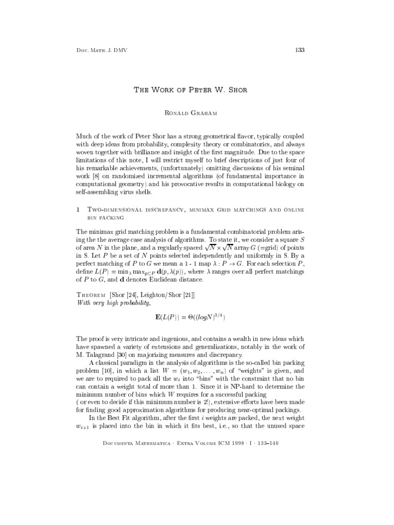 The Work of Peter Shor | PDF | Quantum Computing | Logarithm
