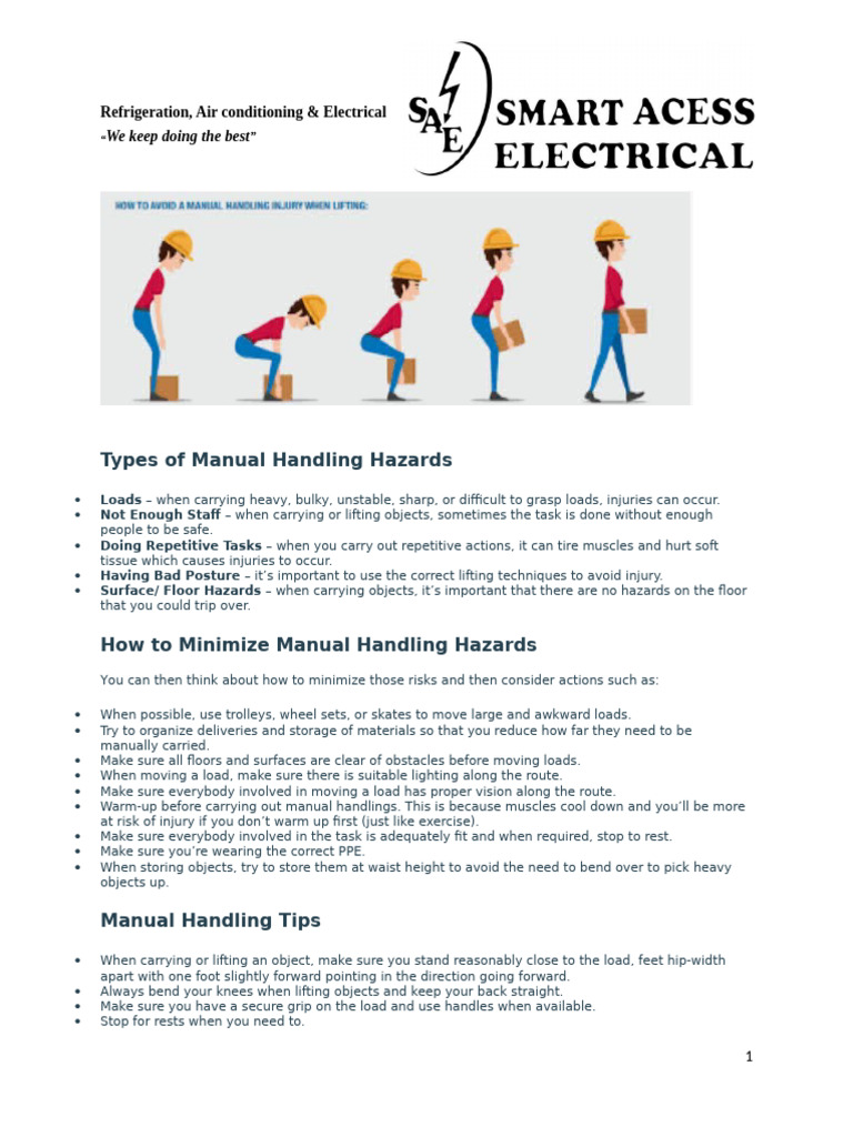 Manual Handling Safety Guidelines | PDF