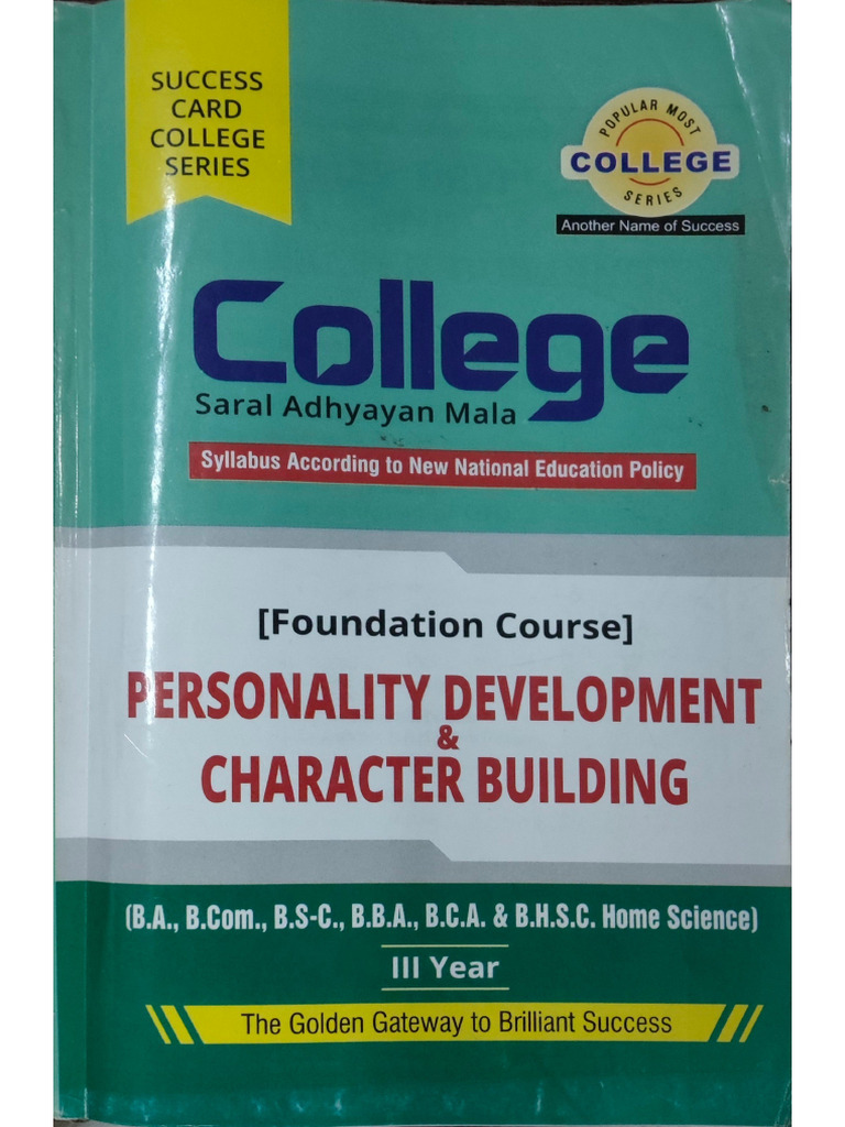 Foundation 3 RD Year Perosnality Development and Character Building | PDF