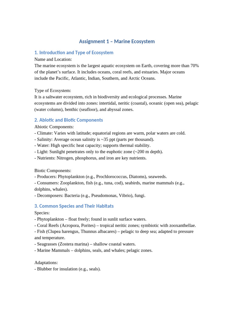 Introduction to Marine Ecosystems | PDF | Oceans | Phytoplankton