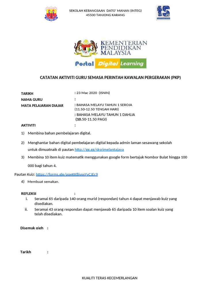 Contoh RPH PKP 2020 | PDF