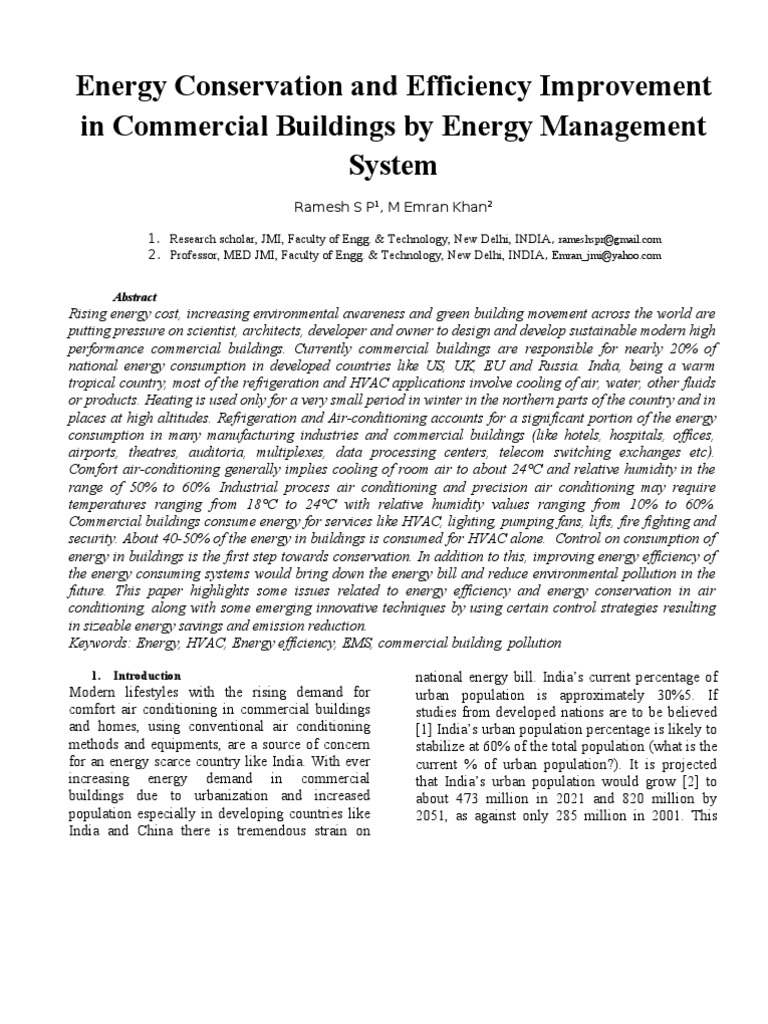 Energy Conservation in Commercial Buildings by Energy Management System ...