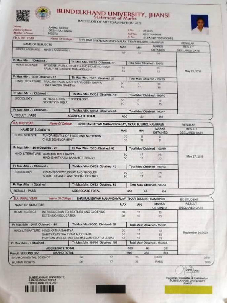 Ba Mark Sheet | PDF