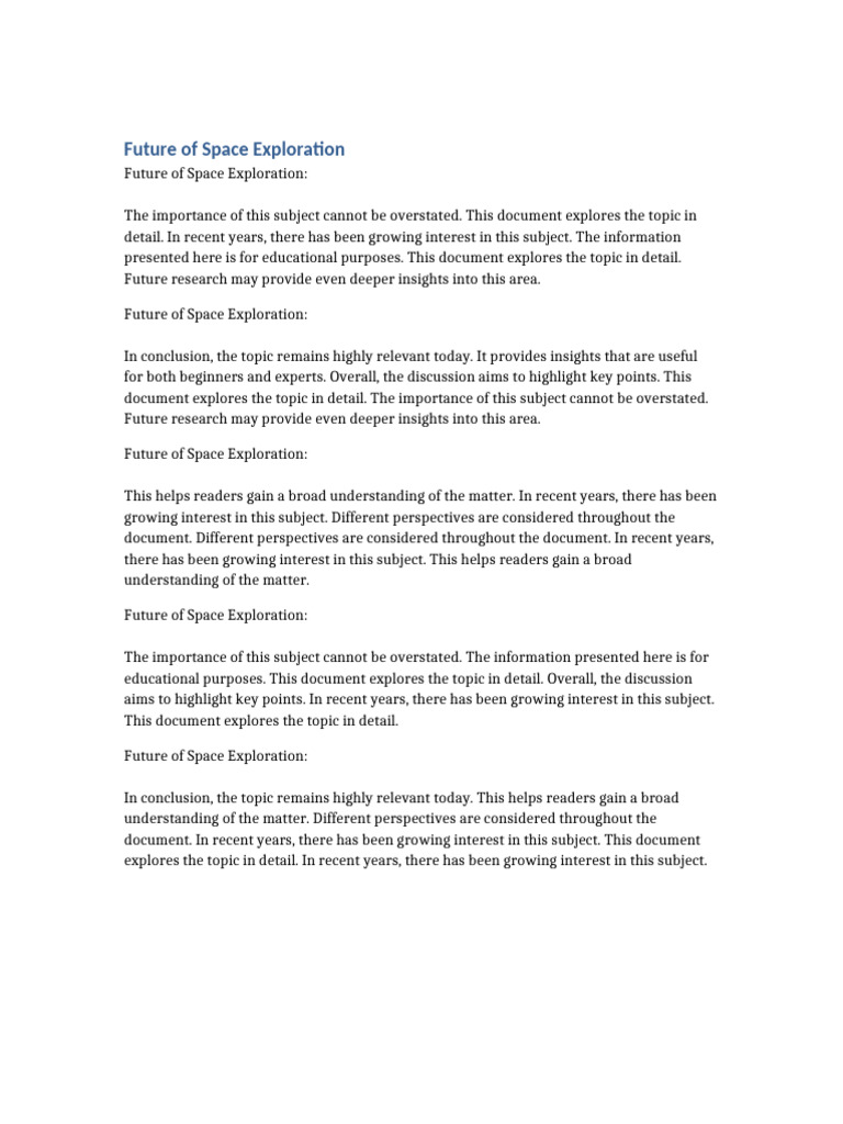 Future of Space Exploration | PDF