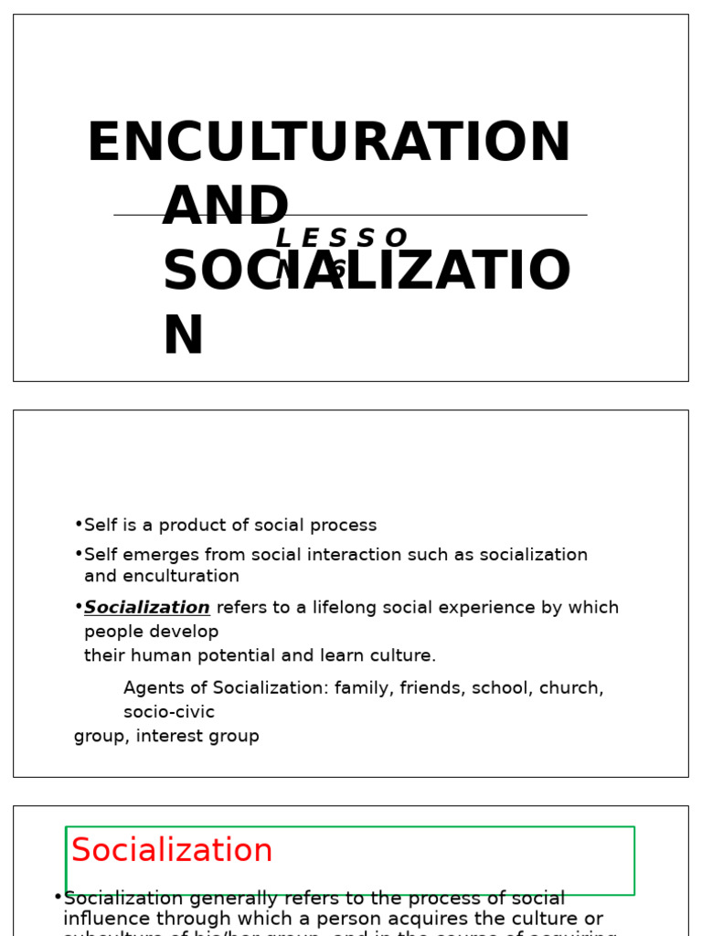 Lesson 6 Enculturation and Socialization Copy (1) | PDF | Socialization ...