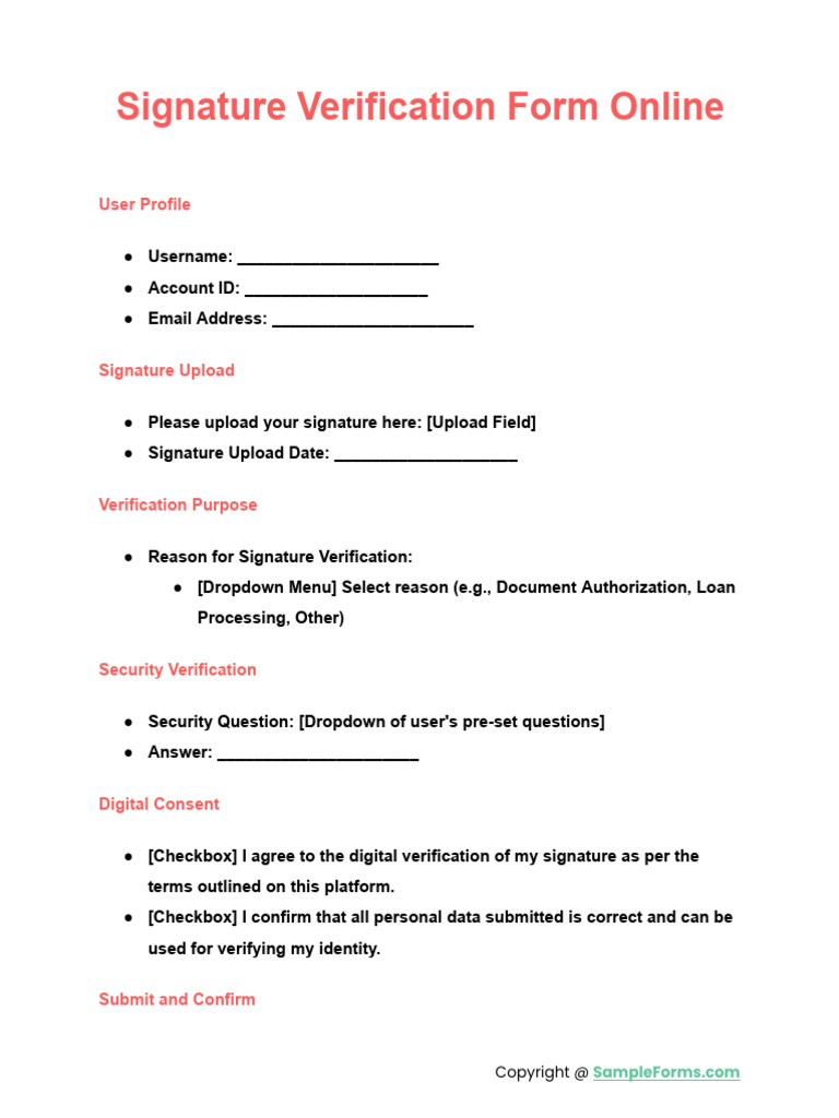 Signature Verification Form Online | PDF