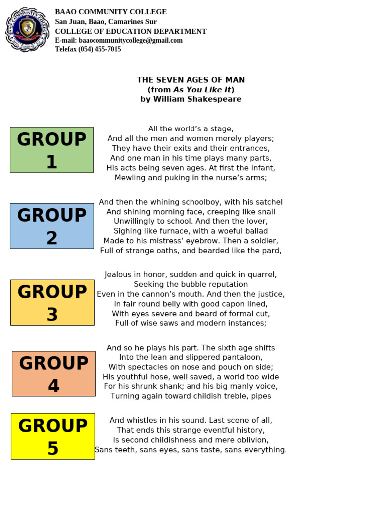 The Seven Ages of Man | PDF