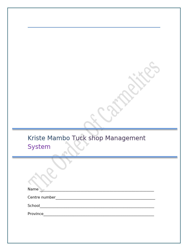 Tuck Shop Management System Project Refined One | PDF | Databases | Barcode