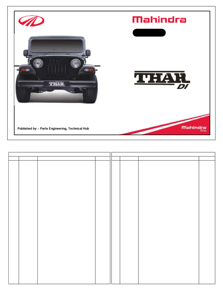 Mahindra Thar Parts Catalogue 2015 | PDF | Steering | Manual Transmission