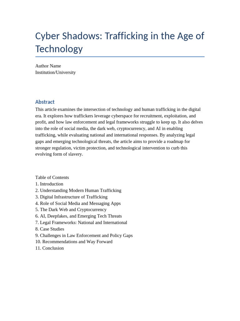 Cyber Trafficking in the Digital Era | PDF | Human Trafficking