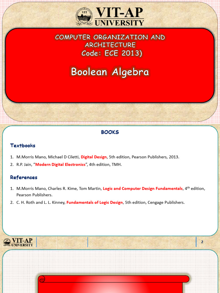 FALL2025-26 ECE2013 TH AP2025262000015 2025-07-25 Reference-Material-I | PDF | Boolean Algebra ...