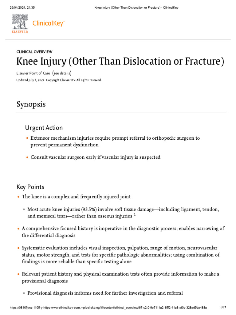 Knee Injury (Other Than Dislocation or Fracture) - ClinicalKey | PDF ...
