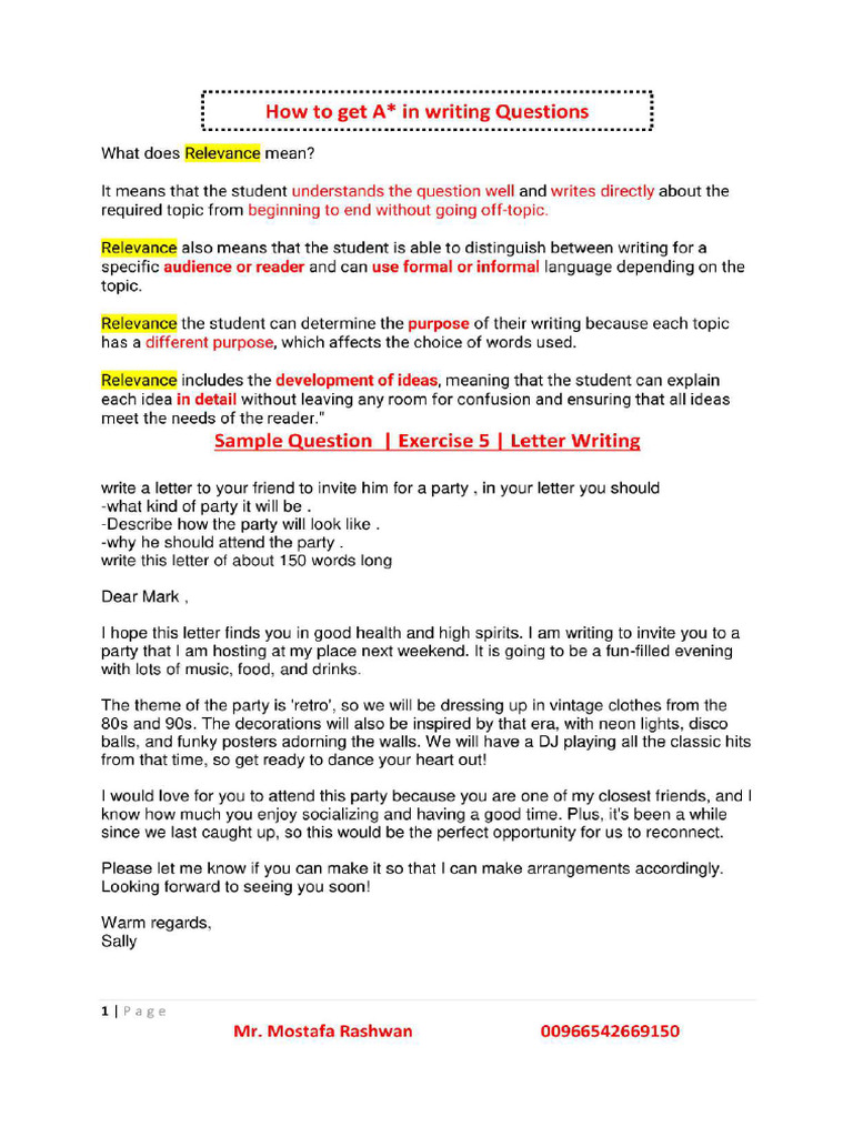 How To Get Full Marks in Writing Questions | PDF