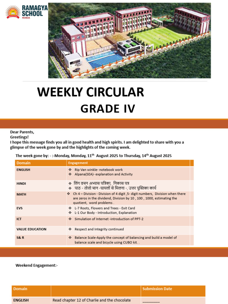Weekly Circular Grade IV 9 | PDF