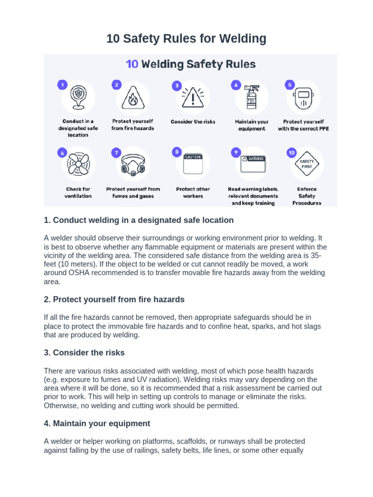 10 Safety Rules For Welding | PDF | Welding | Construction