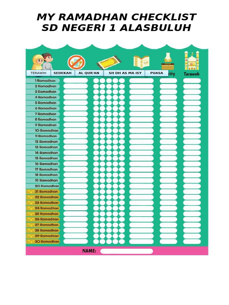 Checklist Ramadhan | PDF