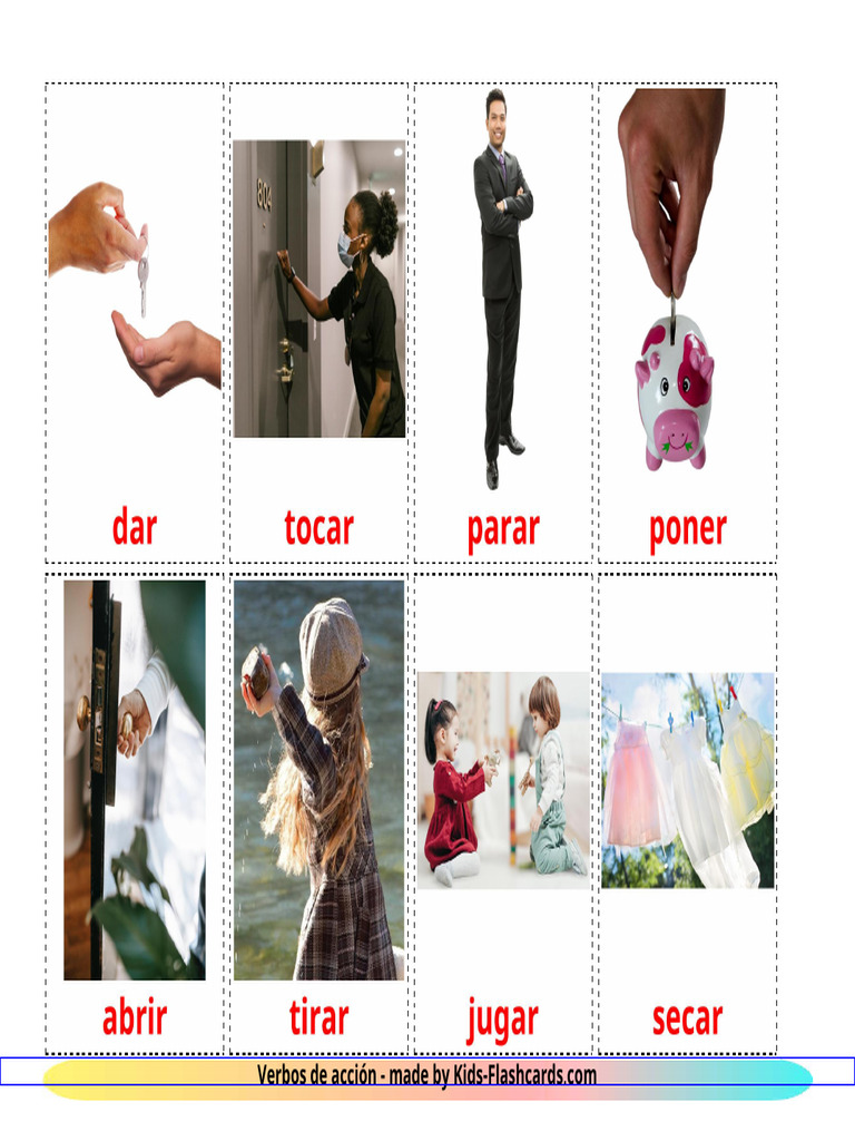 Free Spanish Action Verbs Flashcards | PDF