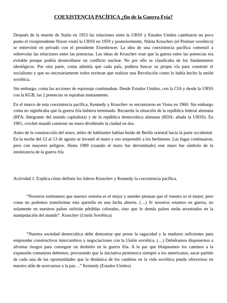 Coexistencia Pacifica | PDF | Guerra Fría | Nikita Khrushchev