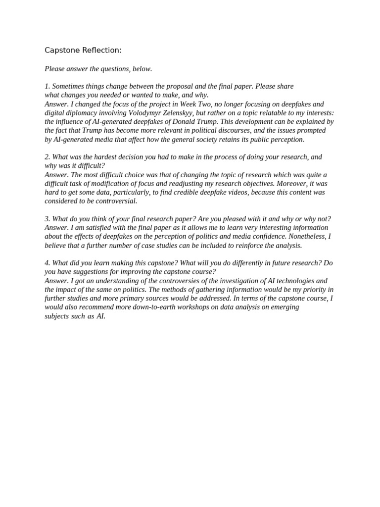 Capstone Reflection | PDF