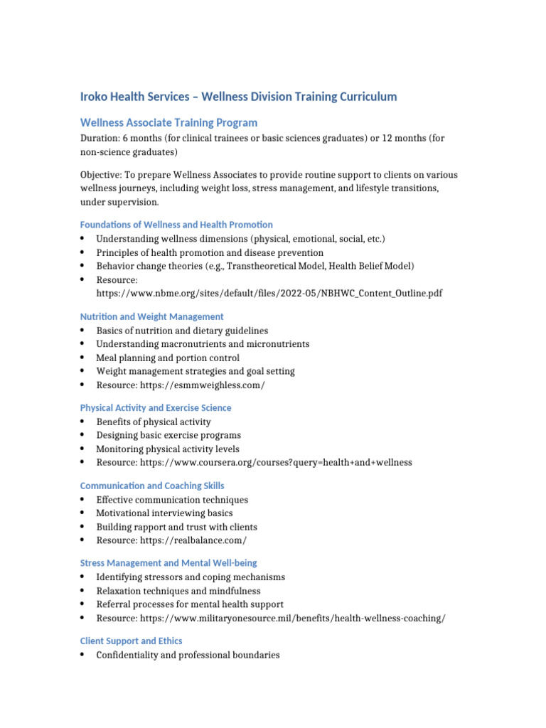 IHS_Wellness_Training_Curriculum | PDF | Stress Management | Health ...