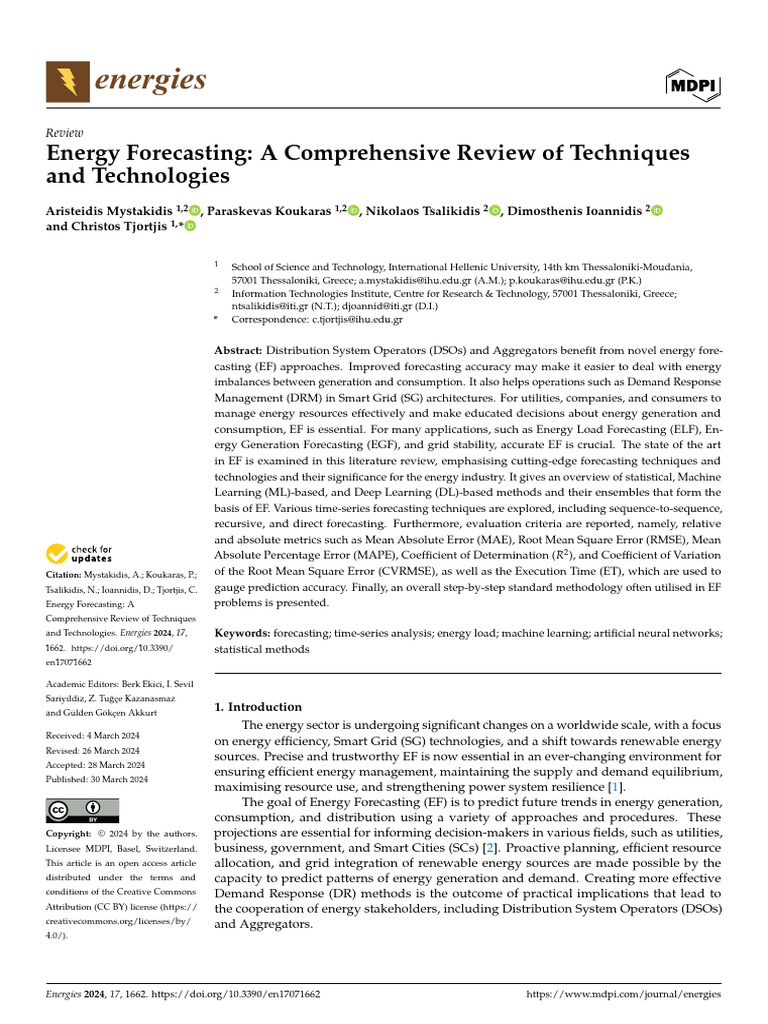 Energy Forecasting Techniques and Technologies | PDF | Forecasting | Machine Learning