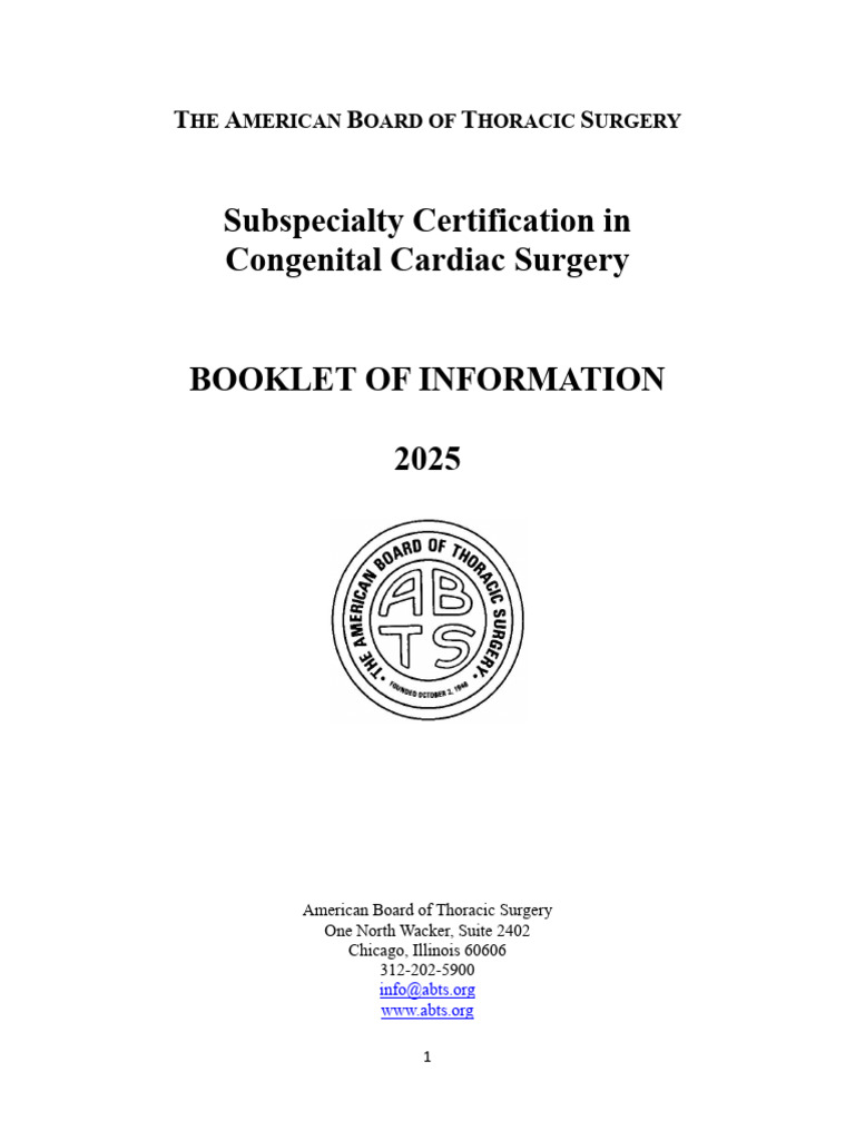 Congenital Cardiac Surgery Certification Guide | PDF | Congenital Heart ...