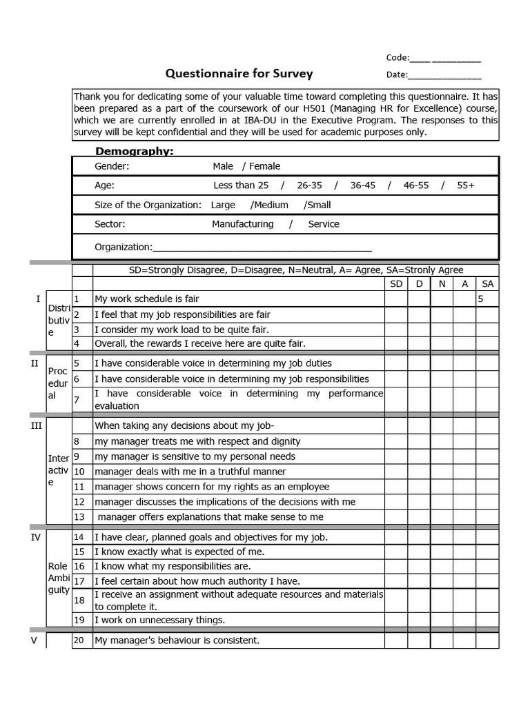 Employee Engagement Survey Questionnaire | PDF | Performance Appraisal ...