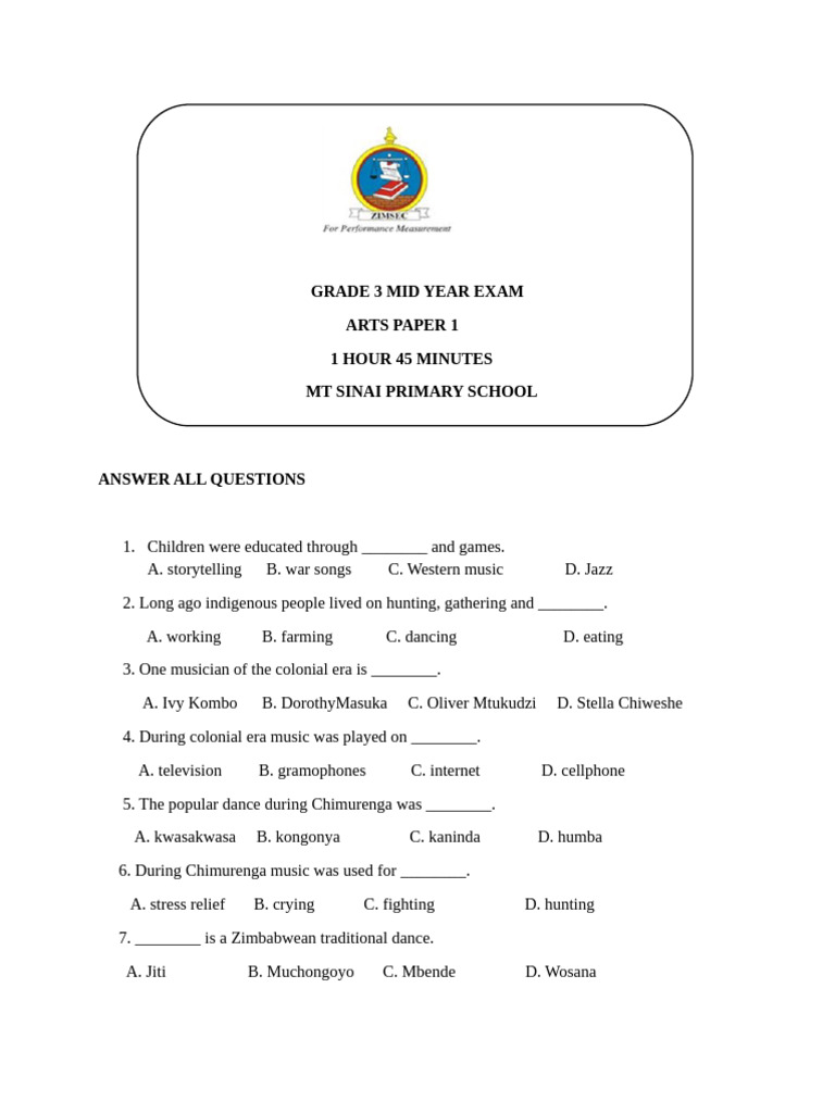Grade 3 Physical Education Exam | PDF | Foods