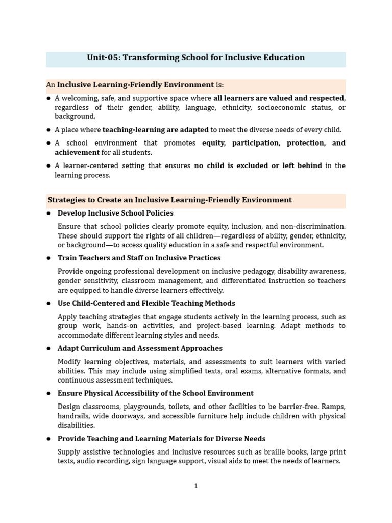 Inclusive Education Strategies for Schools | PDF | Inclusion (Education ...
