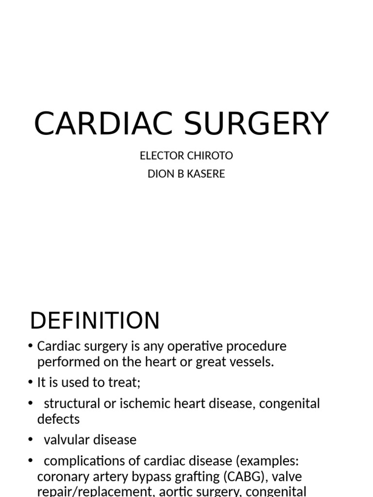 Overview of Cardiac Surgery Procedures | PDF | Heart | Coronary Artery ...