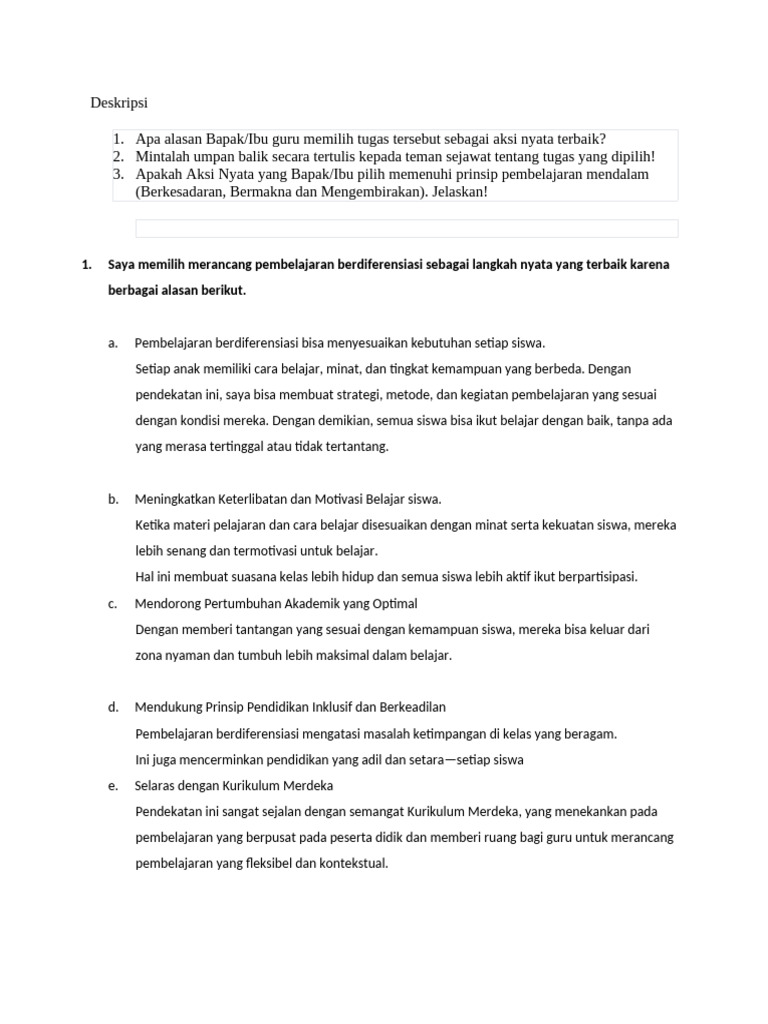 Contoh Deskripsi Dan Reflektif | PDF