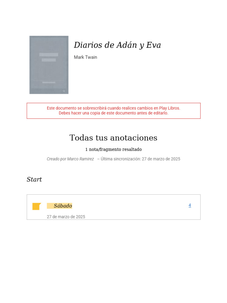 Diarios de Adán y Eva de Mark Twain | PDF