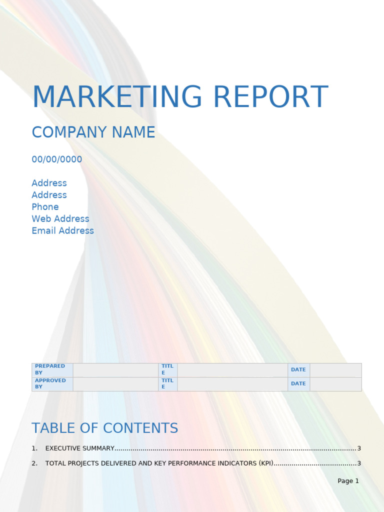 IC Basic Marketing Report Template - WORD | PDF