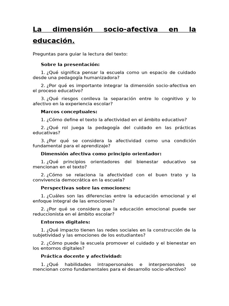 Dimensión Socio-Afectiva en Educación | PDF