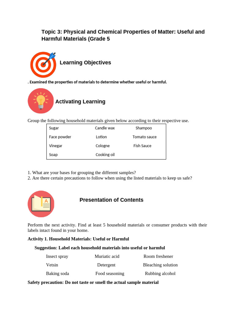 Module1chem 3.physical and Chemical Prop of Matter | PDF | Foods