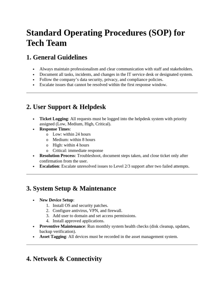 Standard Operating Procedures - Sample | PDF | Password | Computer Network