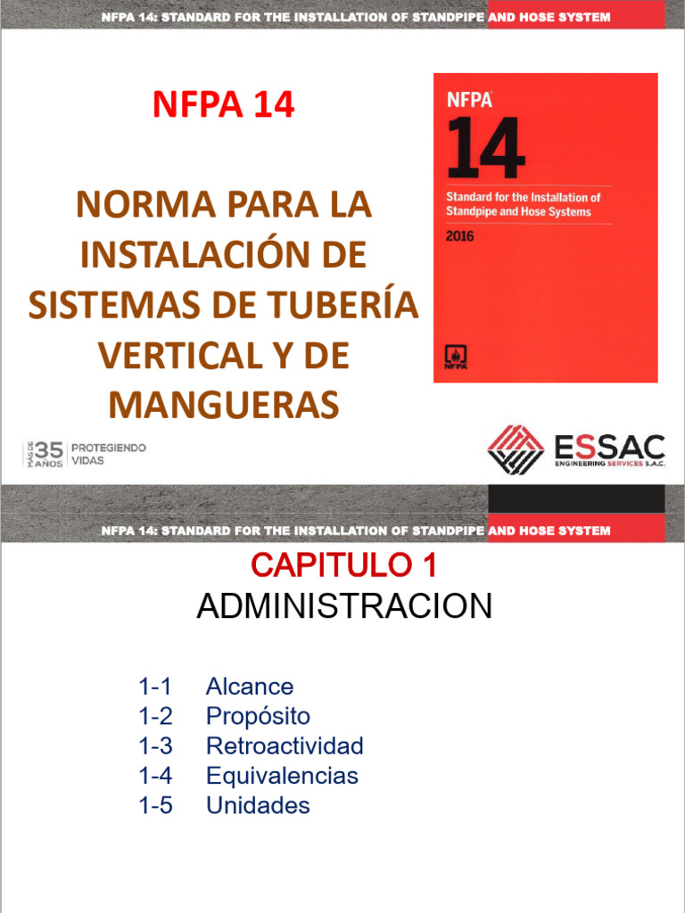 Norma NFPA 14: Instalación de Tuberías | PDF | Tubería (transporte de ...
