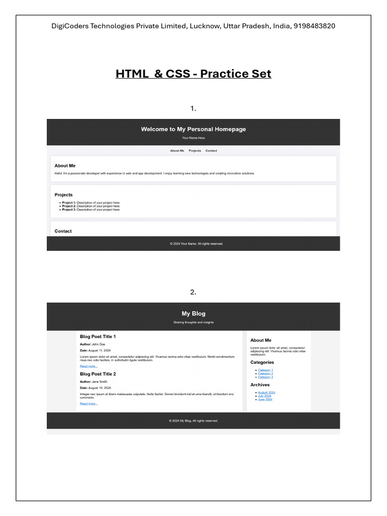 CSS Practice Set | PDF