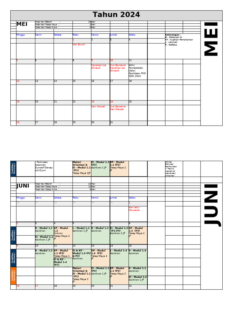 Jadwal Pendidikan 2024: Mei-September | PDF