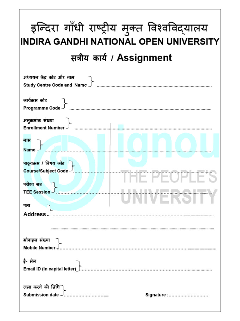 Assignment Cover Page | PDF