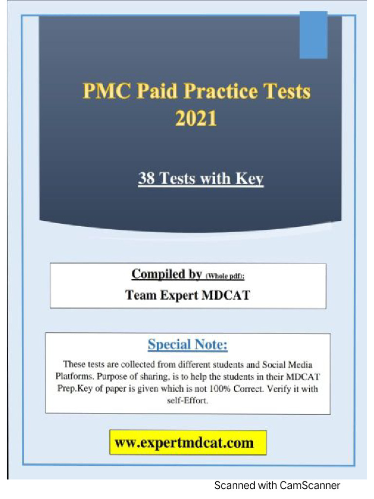 PMC Paid Test 2021 | PDF