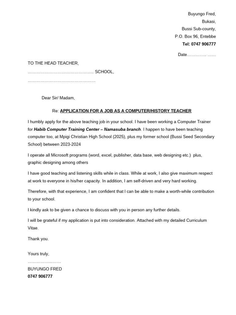 Buyungo Fred Application | PDF