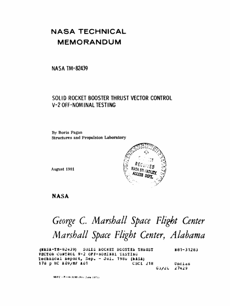 Solid Rocket Booster Thrust Vector Control v-2 Off-Nominal Testing ...