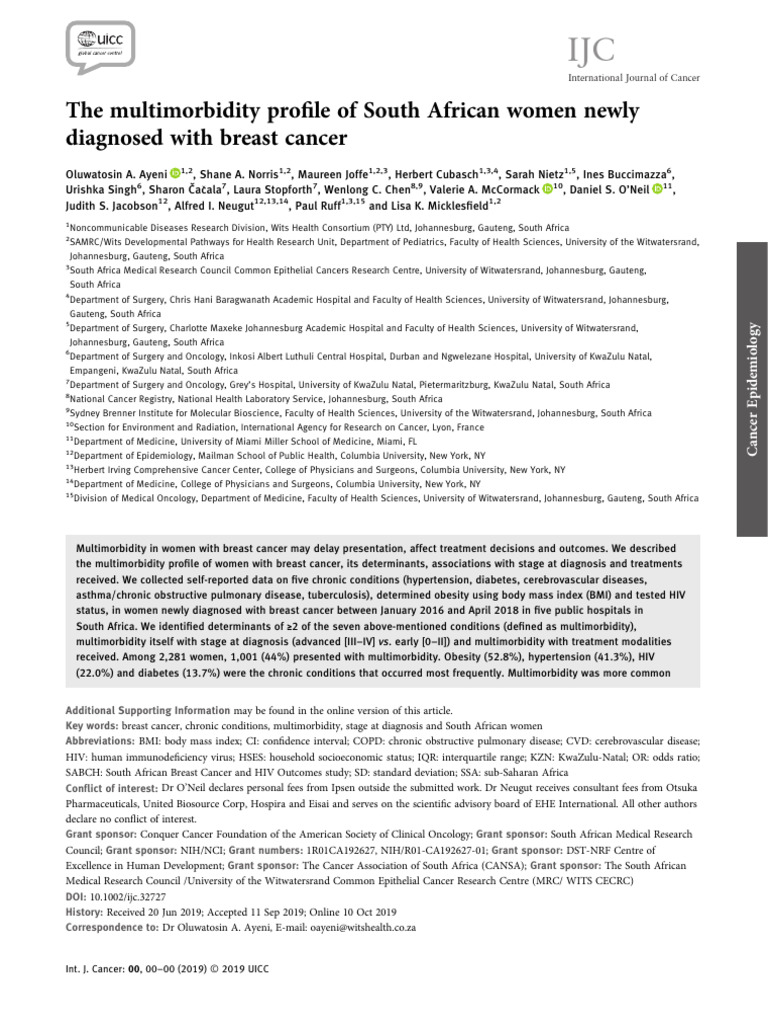 2019 Ayeni BC Multimorbidity | PDF | Chronic Condition | Cancer