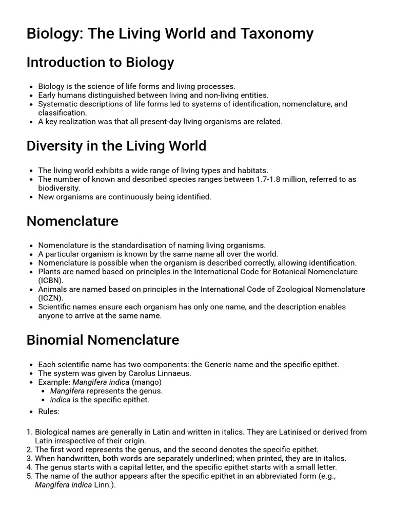 Taxonomy and Classification in Biology | PDF | Taxonomy (Biology) | Genus