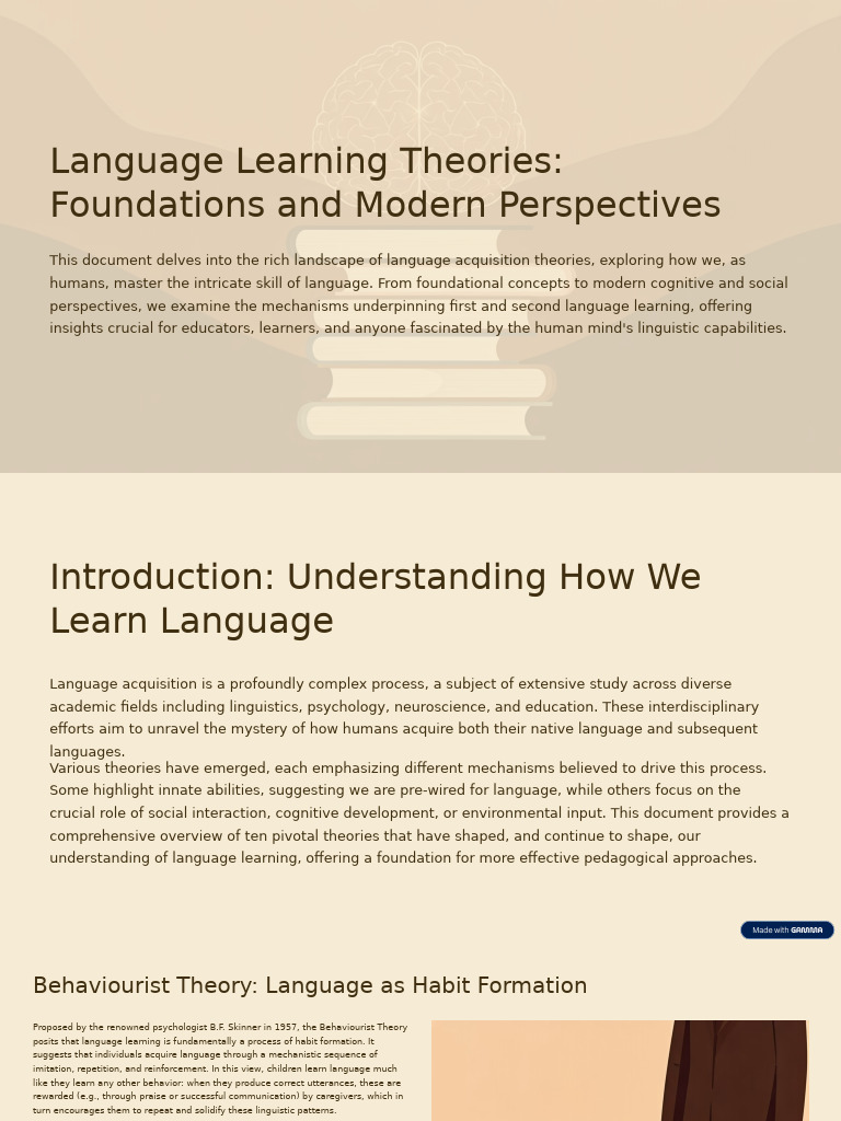 Language Learning Theories Explained | PDF | Language Acquisition ...