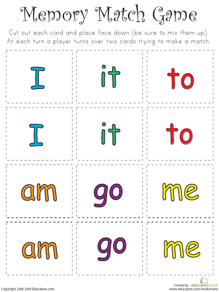 Memory Match Game Instructions | PDF