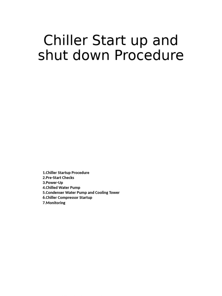 Start Up and Shutdown Procedure of Chiller | PDF | Electromechanical ...