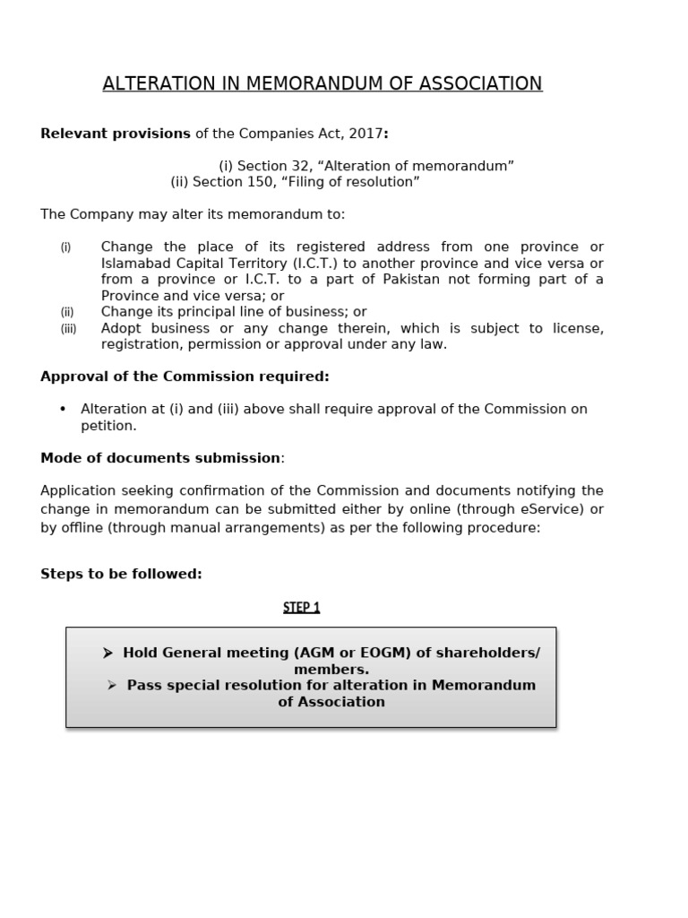 Alteration in Memorandum Final | PDF | Government | Legal Documents