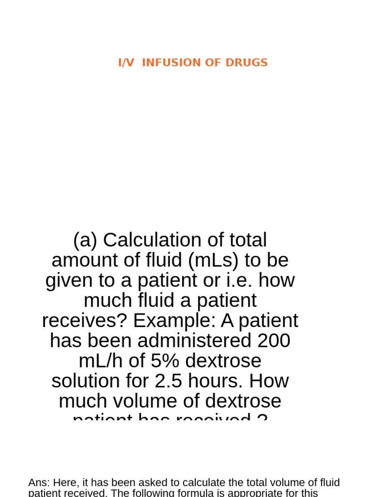 IV Drug Infusion Guidelines and Calculations | PDF | Intravenous ...